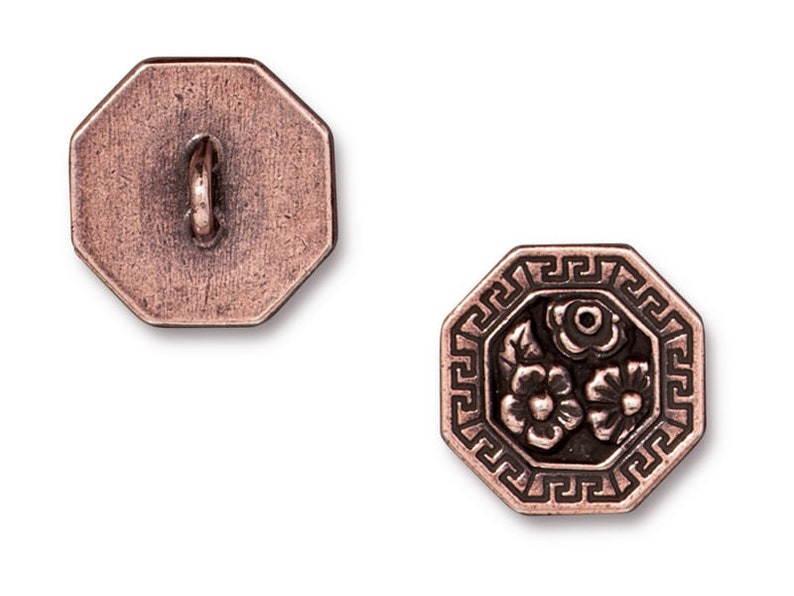Antique Copper Button Clasp Findings 17mm Tierracast Blossom | Etsy