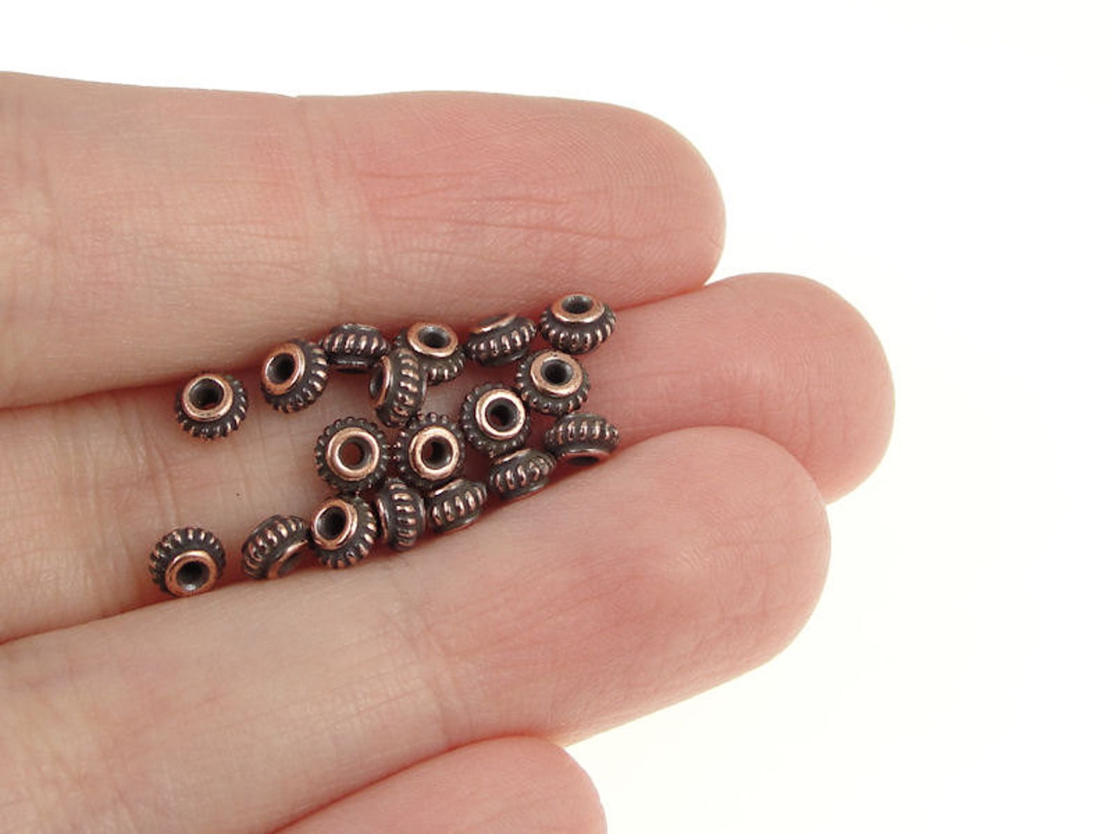 100 Copper Beads 5mm Coil Antique Copper Heishi Beads Bali | Etsy