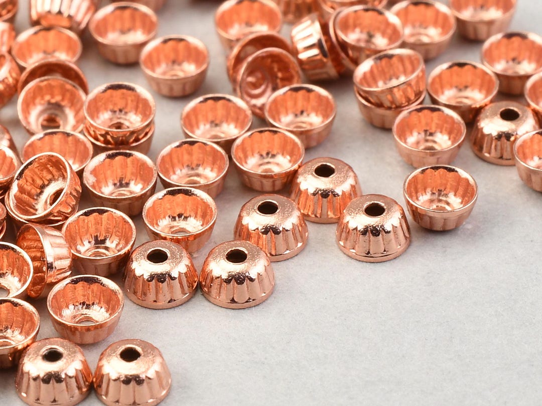 144 Pieces of TINY 3.5mm Swirled Dome Bead Caps - BRIGHT COPPER Beadcap ...