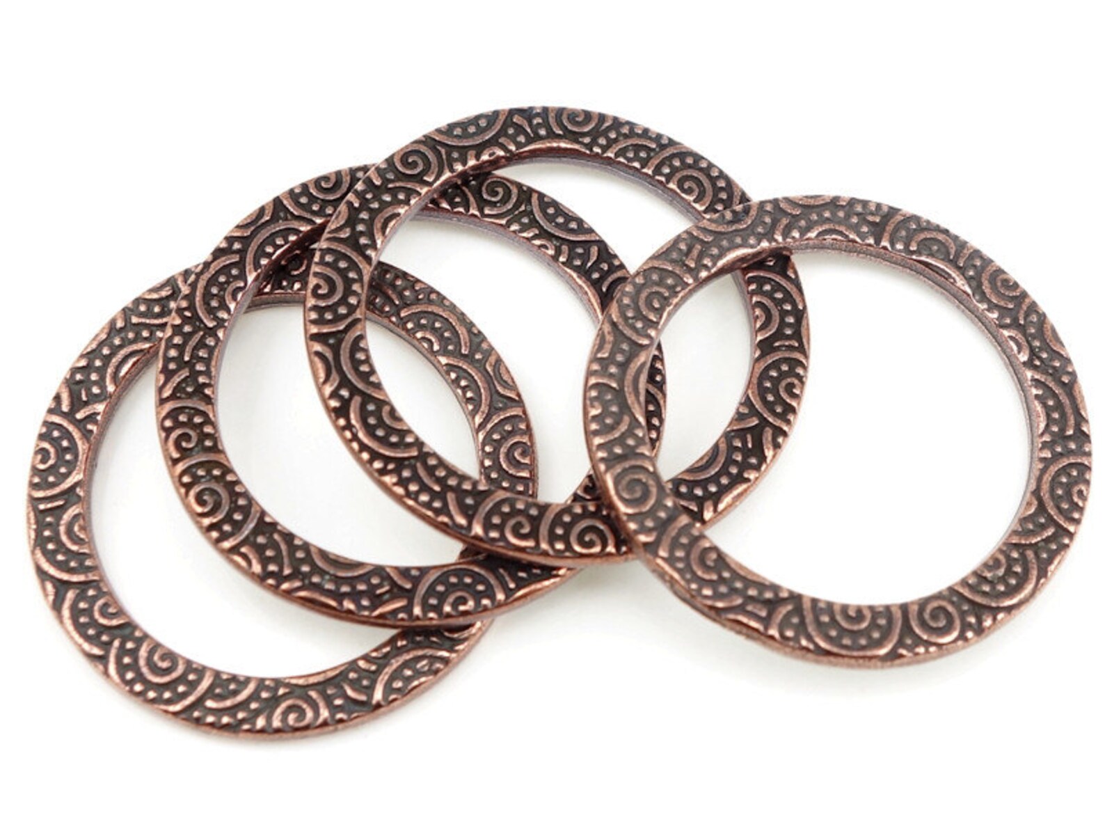 1" Antique Copper Rings Tierracast Spiral Rings - Copper Link Findings ...