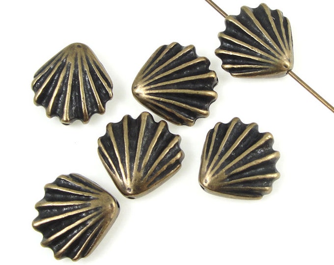 Sea Shell Beads - Antique Brass Beads - Tierracast Large Seashell Beads ...