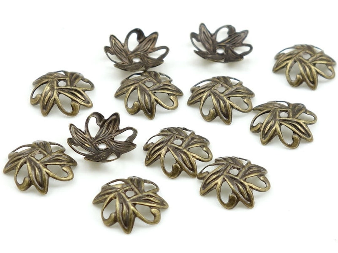 72 Antique Brass Bead Caps Brass Beadcaps 10mm Petal Filigree Vintage ...