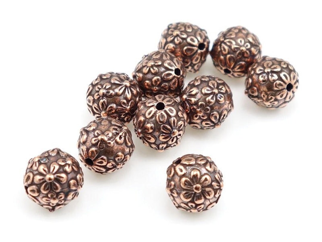 Antique Copper Beads Flower Beads Copper Tierracast FLORAL ROUND Beads ...