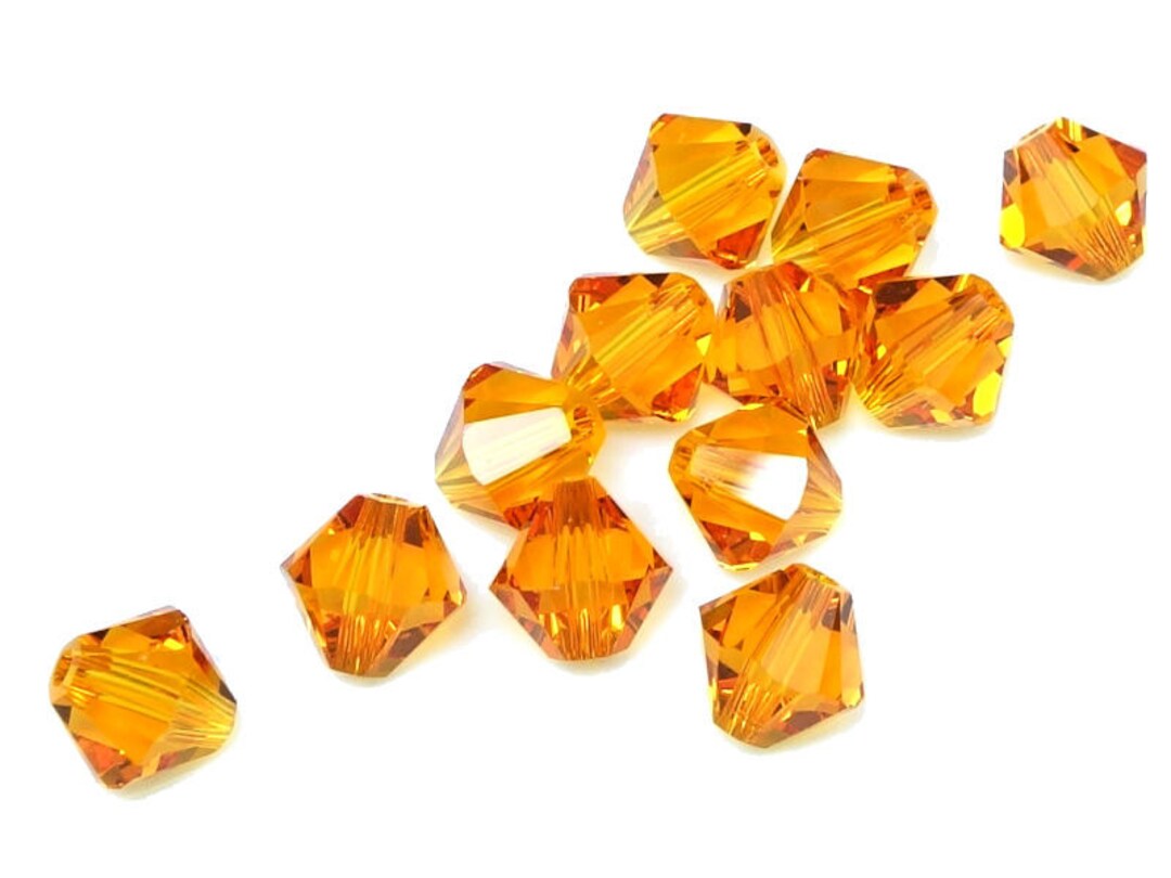12 TANGERINE 6mm Bicones - Swarovski Beads 5328 6mm Bicone Beads ...