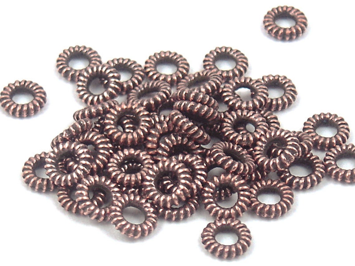 Copper Beads 6mm Twisted Rope Rings Coiled Ring Beads - Etsy