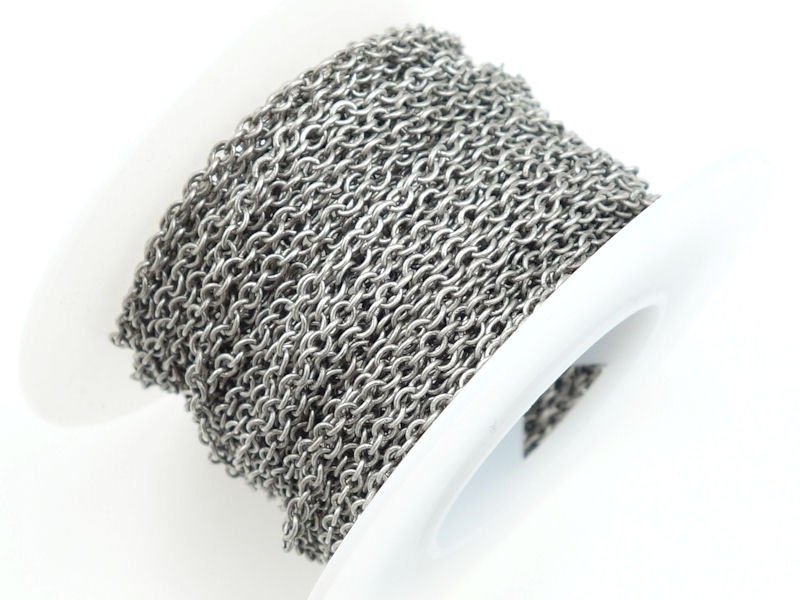 25 Feet Matte Dark Antique Silver Chain 1mm Fine Skinny Thin | Etsy