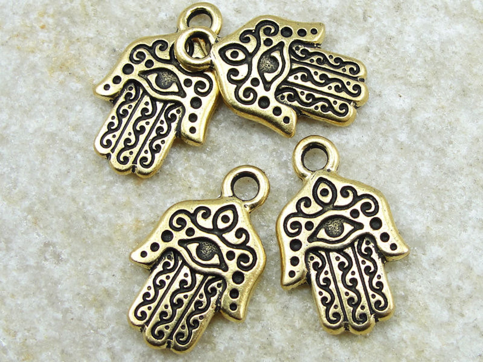 20 Hamsa Hand Charms Antique Gold Tierracast Hamsa Charm Drop | Etsy