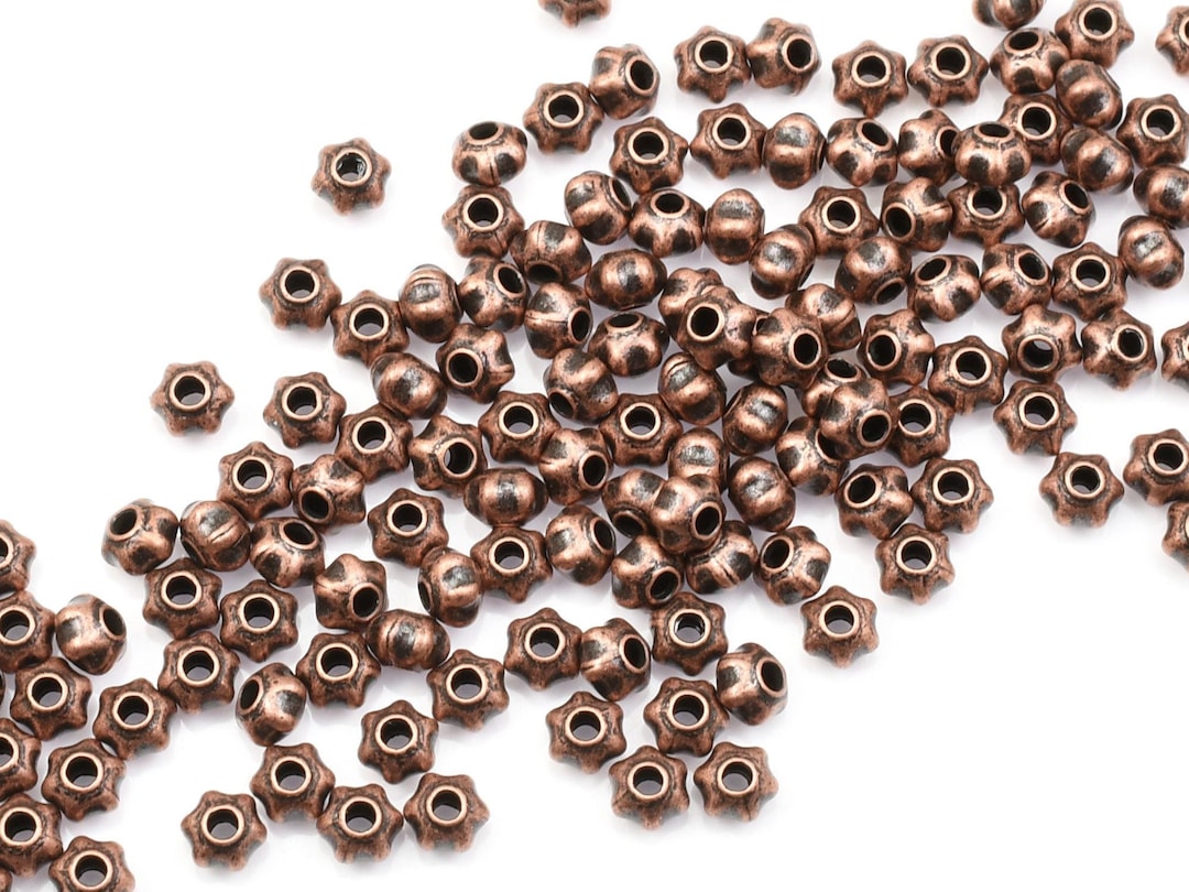 144 Pieces Tiny 3mm X 2mm Grooved Beads - ANTIQUE COPPER Beads - Plated ...
