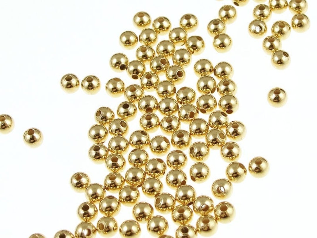 Bulk Bag of 1000 3mm Gold Plated Round Beads Gold Ball Beads Spacer ...