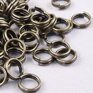 100 Antique Brass Split Ring Findings - 6mm Bronze Split Rings for ...