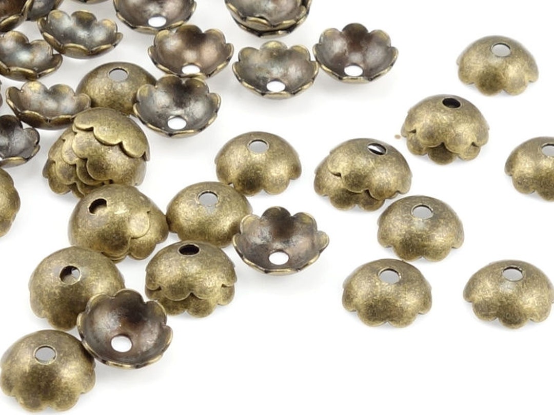 72 Brass Beadcaps 6mm Antique Brass Bead Caps Brass Oxide 6mm Smooth ...