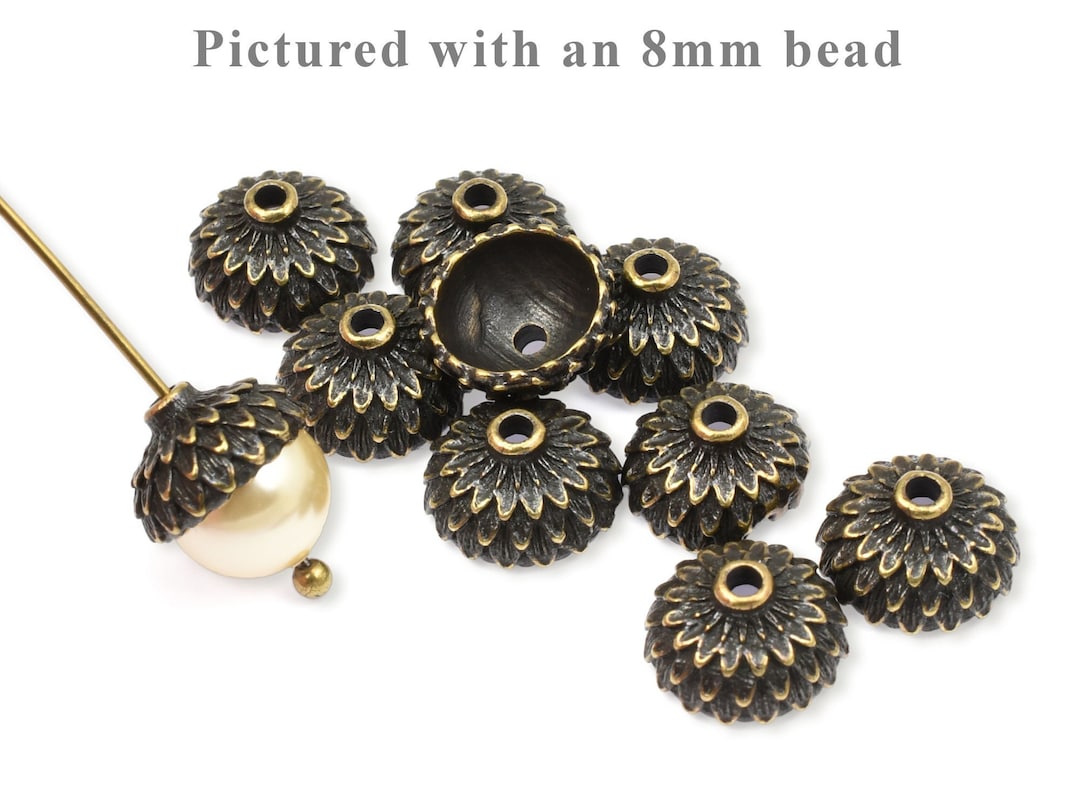 Antique Brass Acorn Bead Caps for 8mm or 10mm Beads - Tierracast Acorn ...