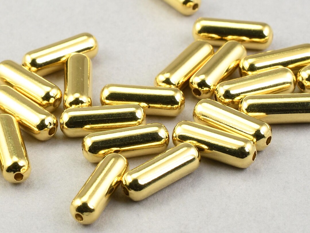 36 Pieces of 9mm X 3mm Rounded Edge Tube Beads - GOLD Heishi Beads ...