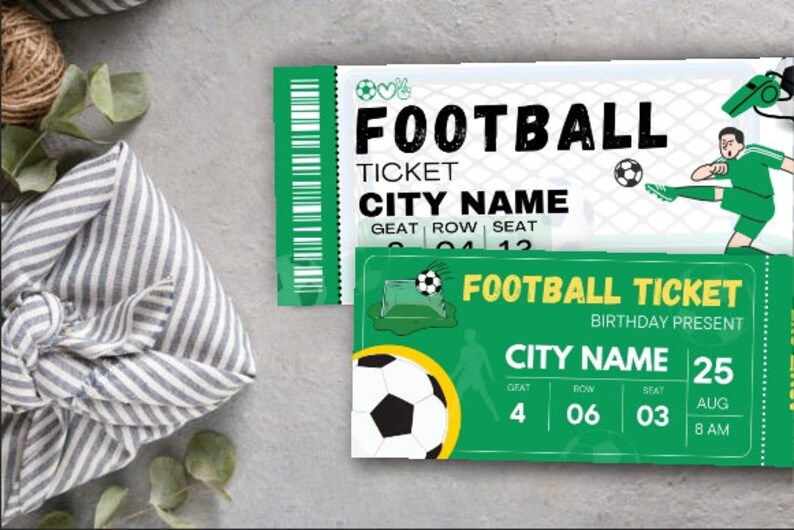 Editable Football Ticket Birthday Present Unique Gift for Football Fans ...