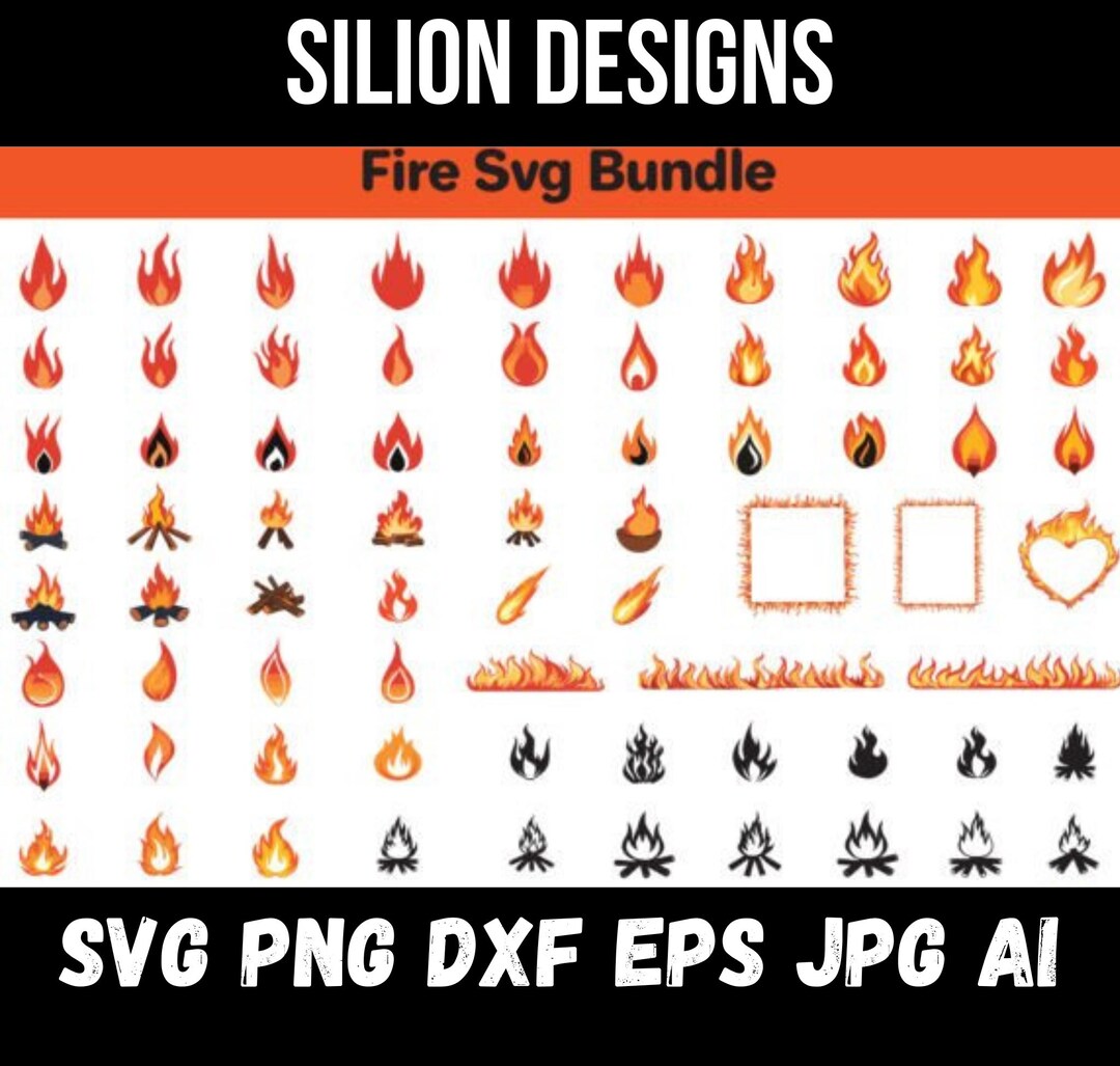 Fire SVG Bundle, Fire Clipart, Fire Svg Files, Fire Flames Svg, Flames ...