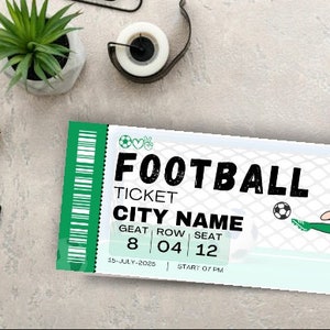 Editable Football Ticket Birthday Present Unique Gift for Football Fans ...