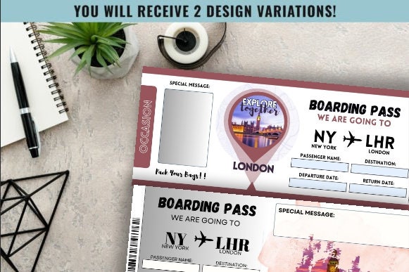 Editable London Boarding Pass Template Customizable Canva Design for a ...