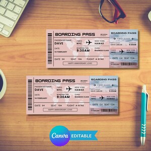 Editable Airline Ticket Template Customizable Canva Template - Etsy