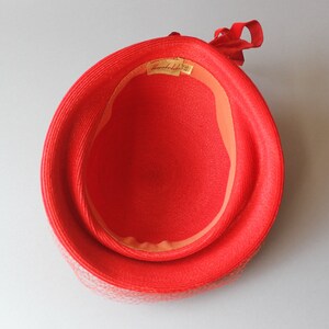 1950s Apple Red Straw Hat / Vintage 50s Harzfeld's Little Red Hat With ...