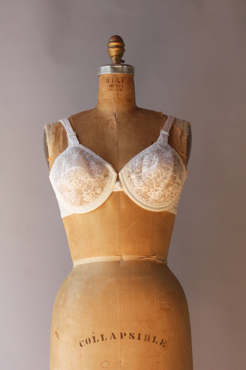1950s Bra 50s 60s Sheer White Lace Bullet Bra By Lady Etsy