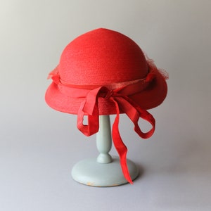 1950s Apple Red Straw Hat / Vintage 50s Harzfeld's Little Red Hat With ...