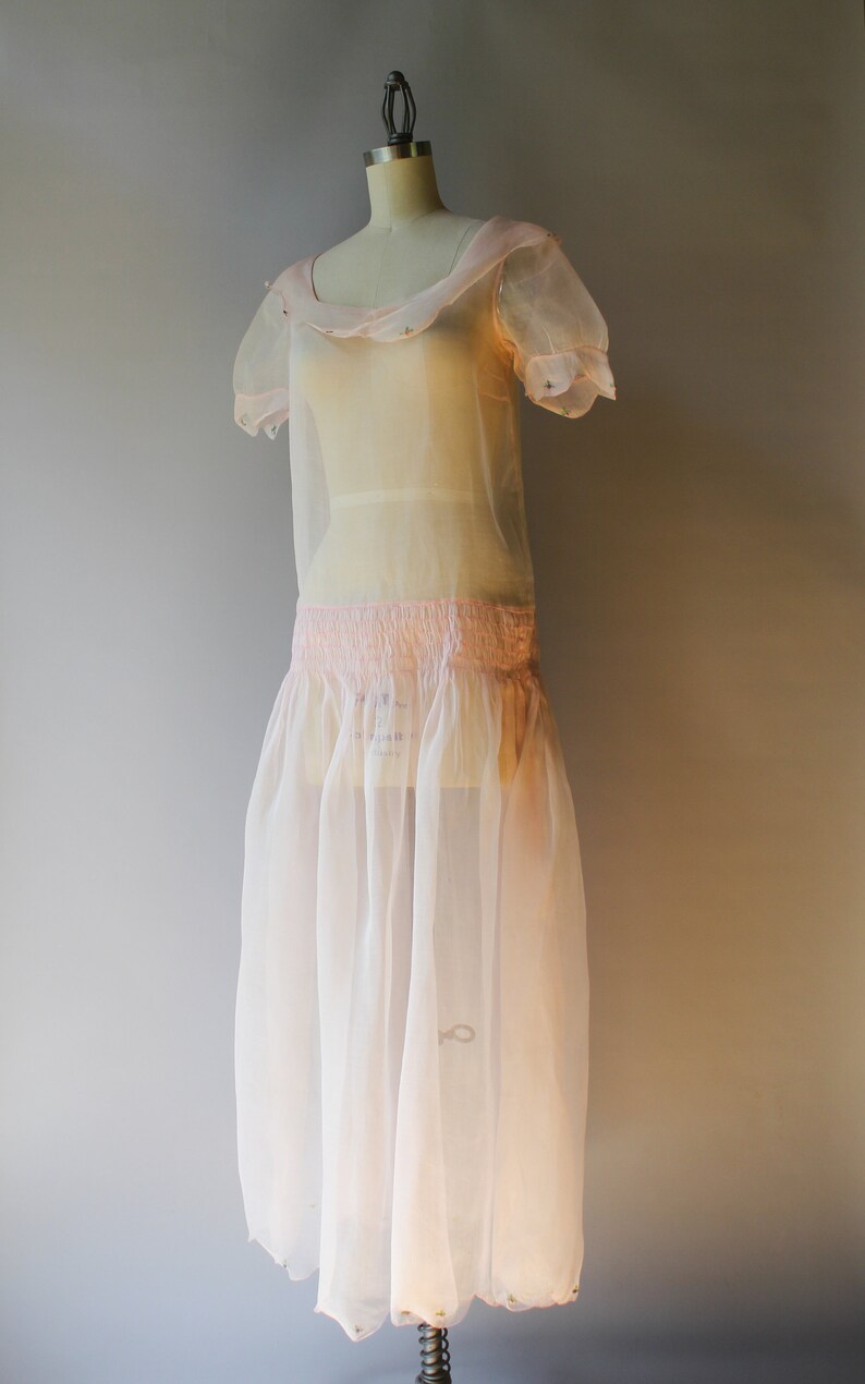 1920s Dress / Antique 1920s Sheer Pale Pink Organdy Gown With - Etsy