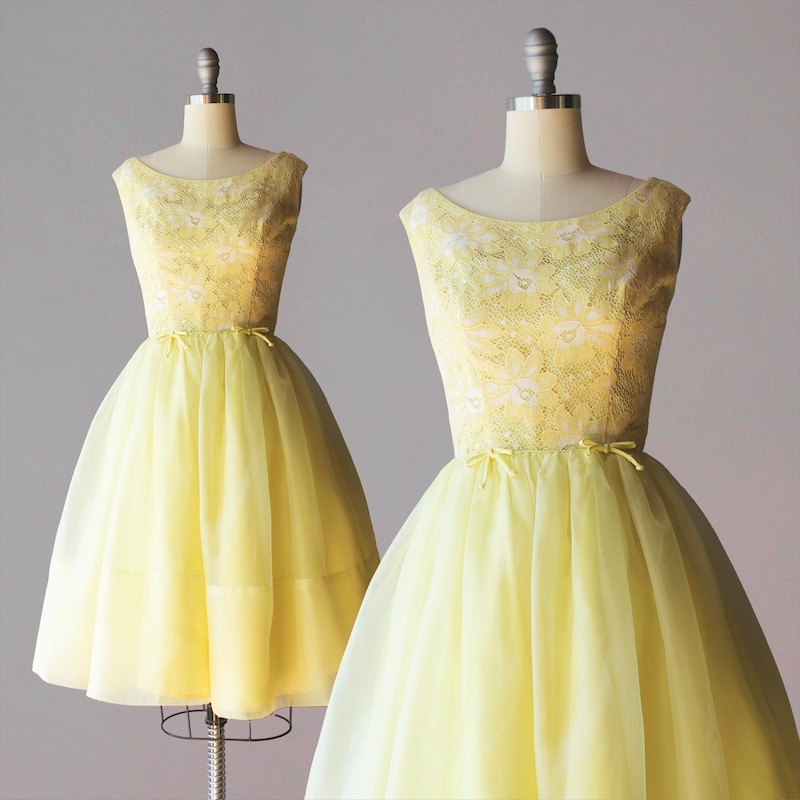 Vintage Chiffon Dress 1950s - Etsy
