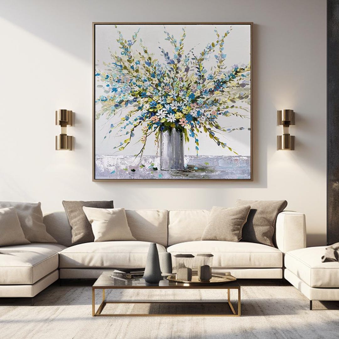 Square Abstract Paintingthis Square Oil Painting Features Sideboard ...