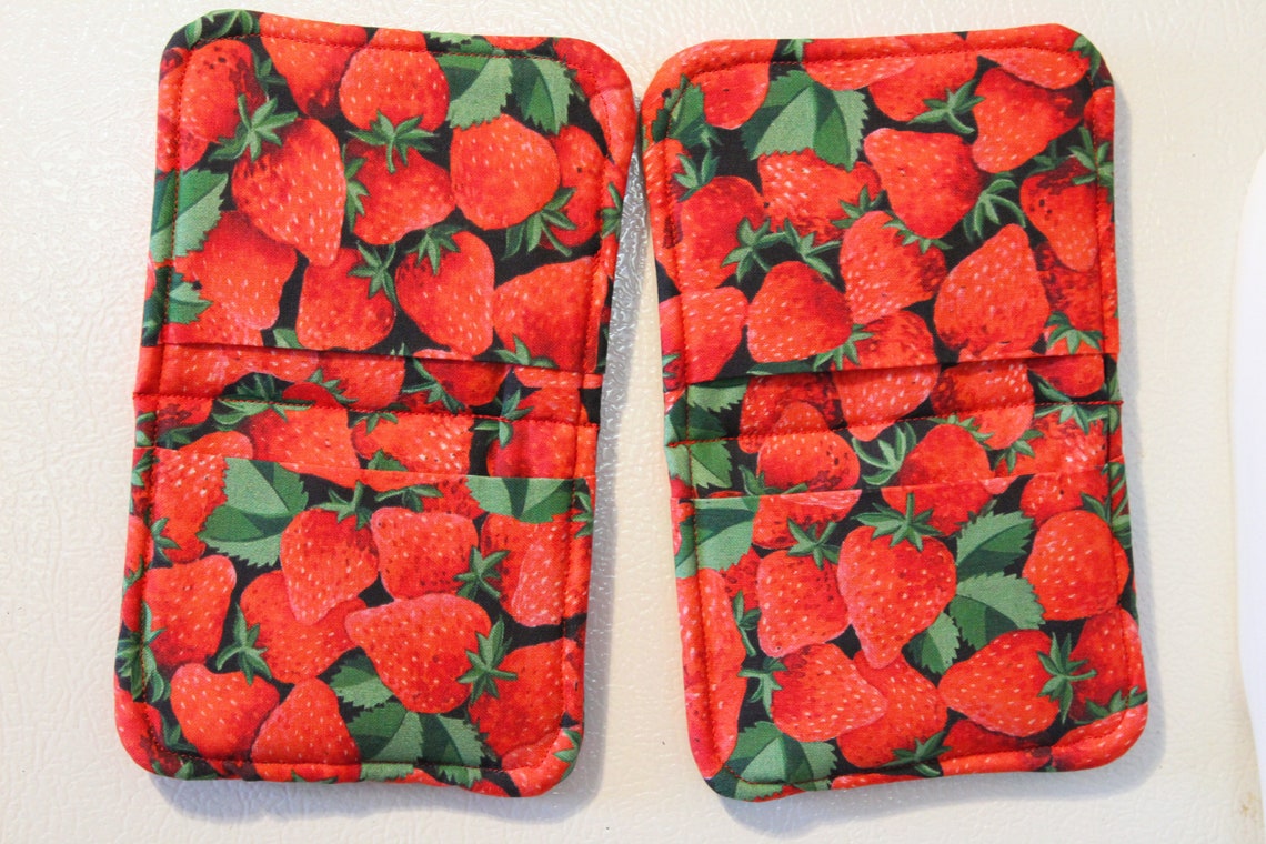 Strawberry Microwave Finger Mitts: Magnetic Potholder Pair - Etsy