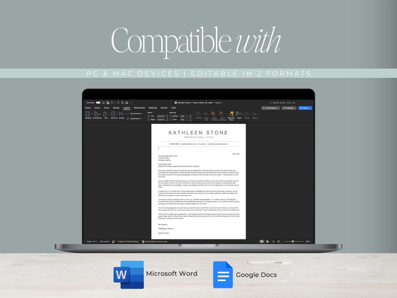 ATS Friendly Cover Letter Template | Professional Cover Letter Sample ...