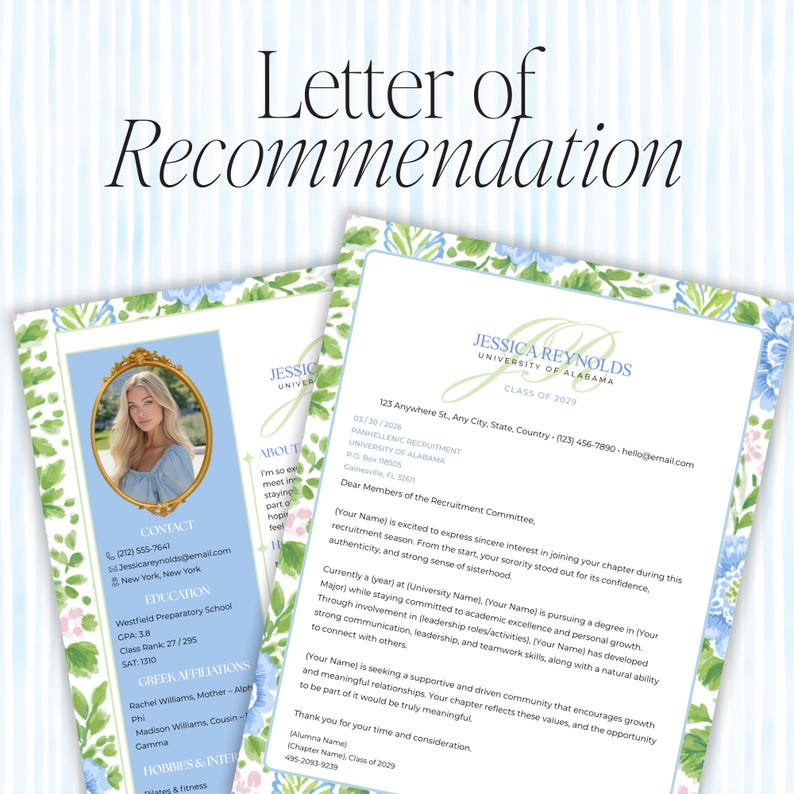 Sorority Recruitment Pack Template Canva | Sorority Resume, Cover ...