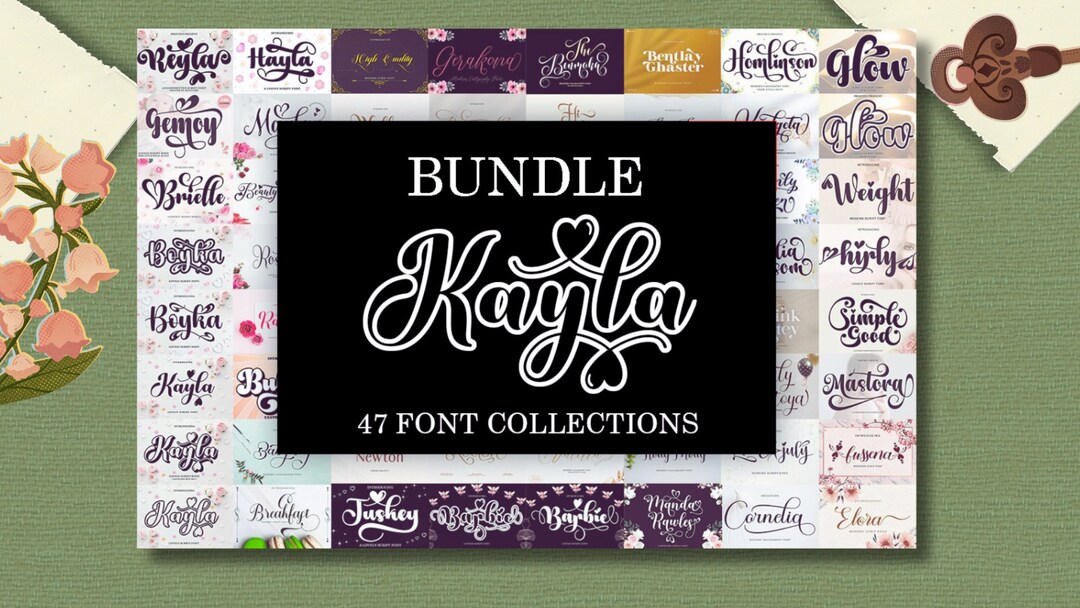 Kayla Font Bundle, Display Font, Cricut Font, Vintage Font, Baby Font ...