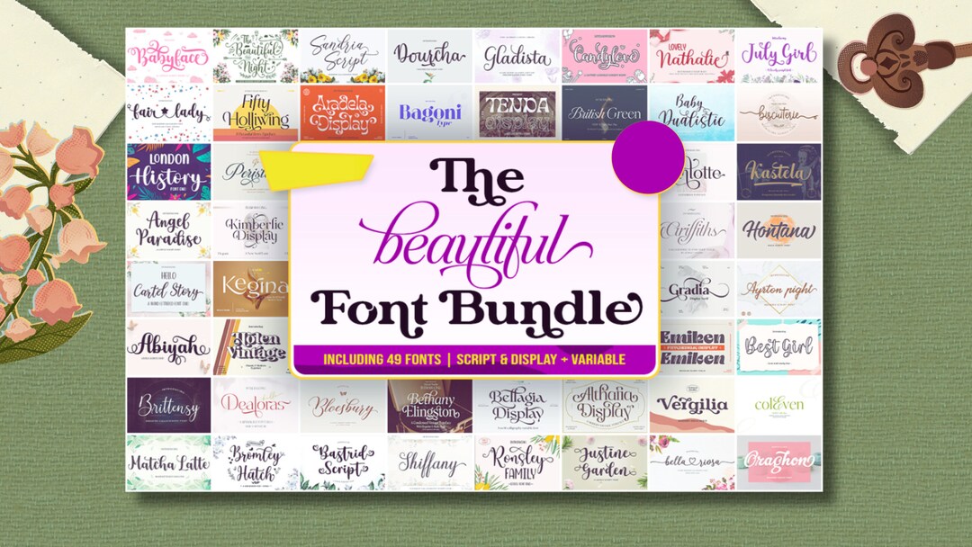The Beautiful Font Bundle, Display Font, Cricut Font, Vintage Font, Baby Font, Retro Font - Etsy