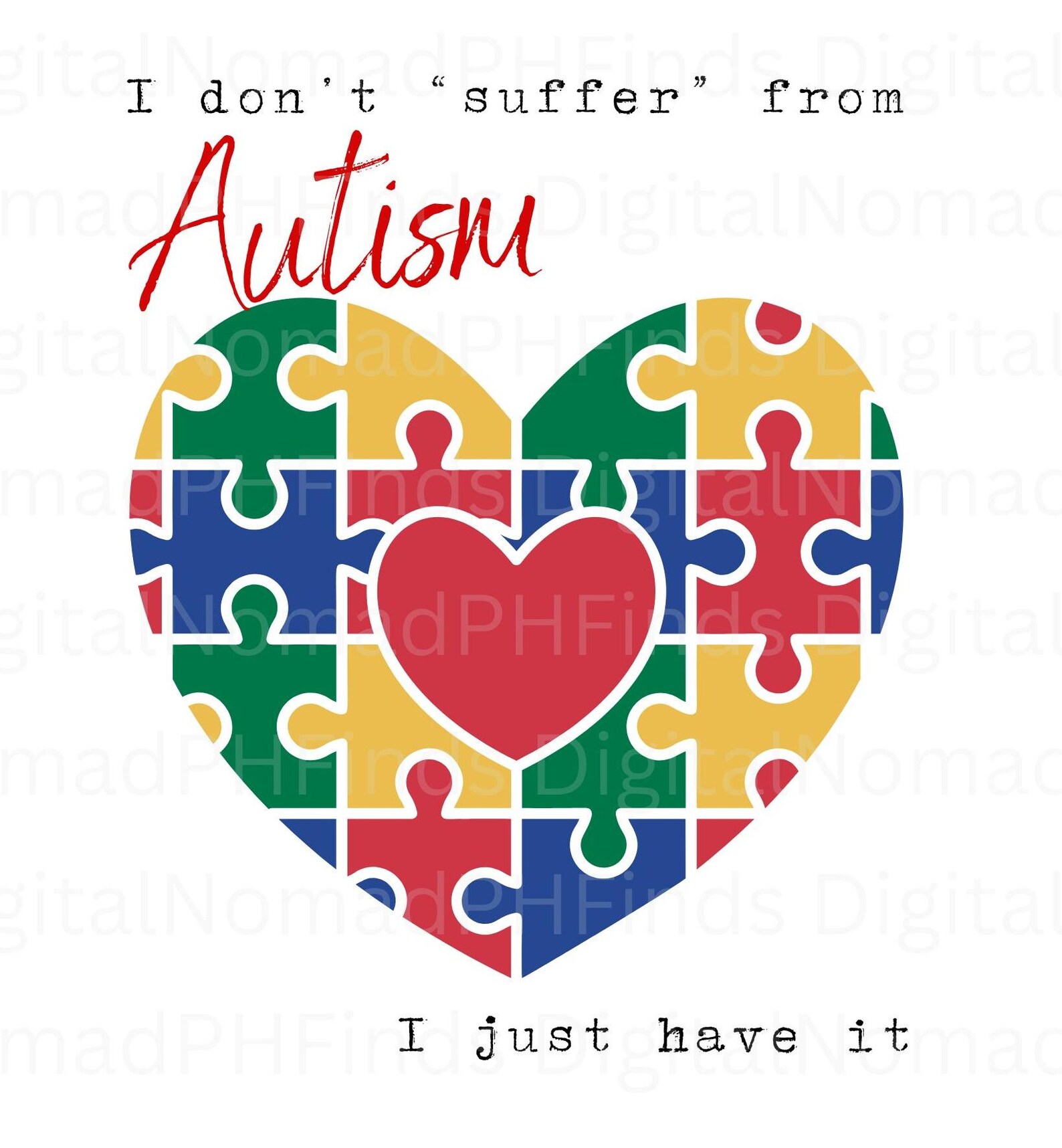 Autism Heart Sticker | Shirt | Car Decal | Digital Download - Etsy
