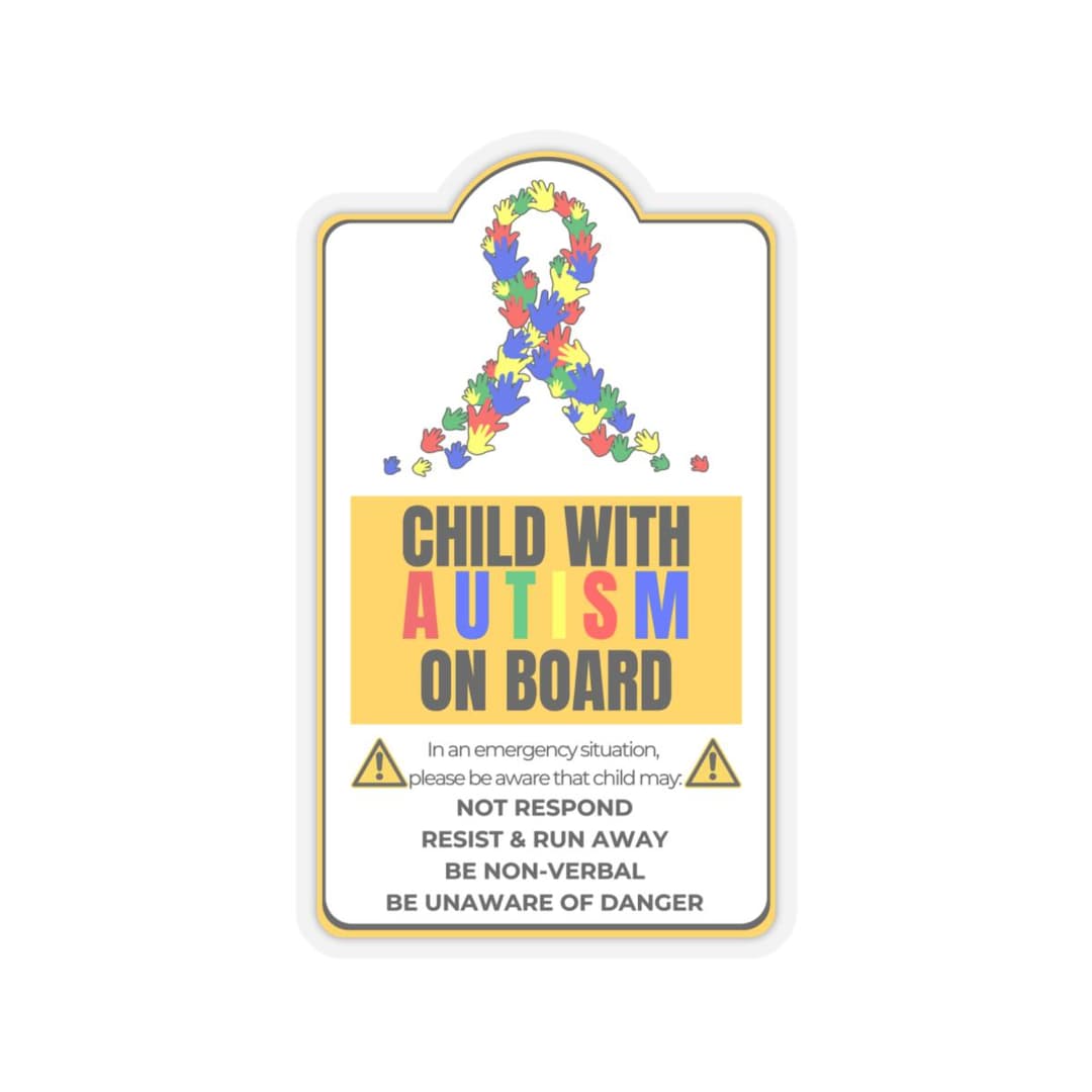 Child With Autism on Board | Car Decal Sticker - Etsy