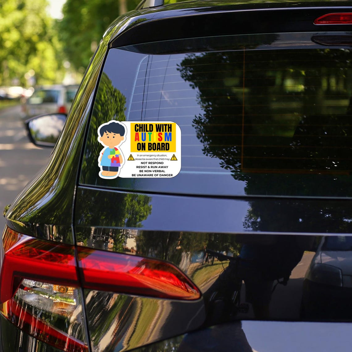 Child With Autism on Board Car Decal Sticker | Emergency Safety Alert ...