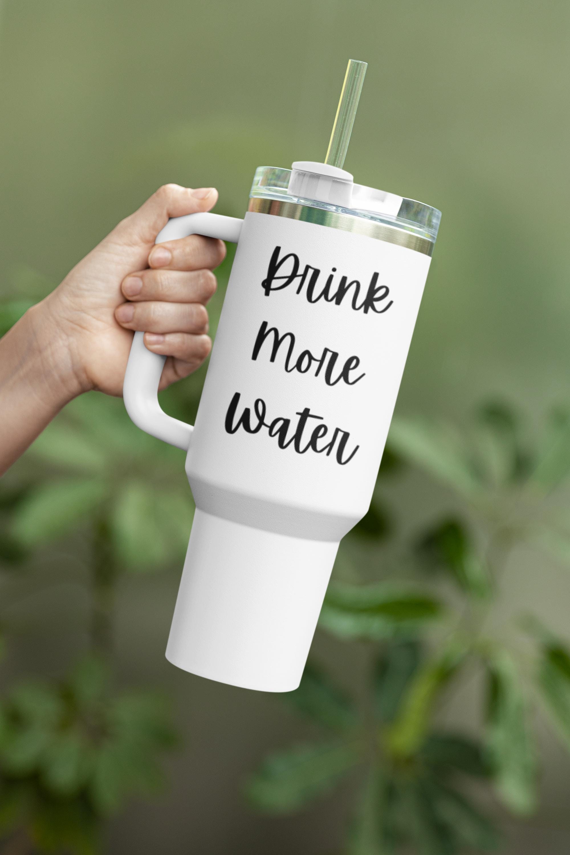 40oz. Custom Text Tumbler With Handle Personalized Name Insulated Work ...