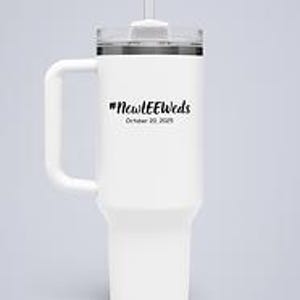 40oz. Custom Text Tumbler With Handle Personalized Name Insulated Work ...