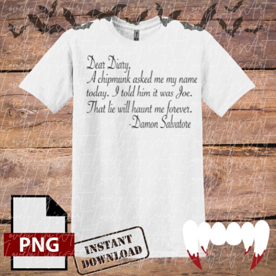 Dear Diary SVG, Damon Salvatore PNG, Trendy Designs, Vampire Diaries ...