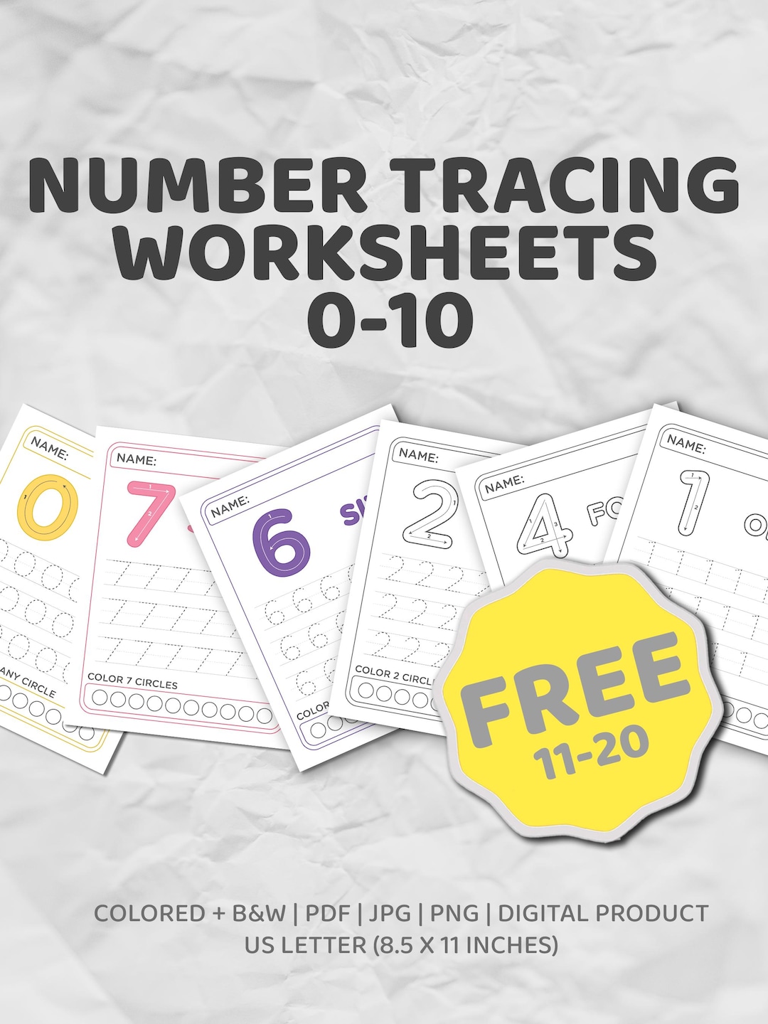 Number Tracing Worksheets 0-10: Preschool Handwriting Practice (PDF ...
