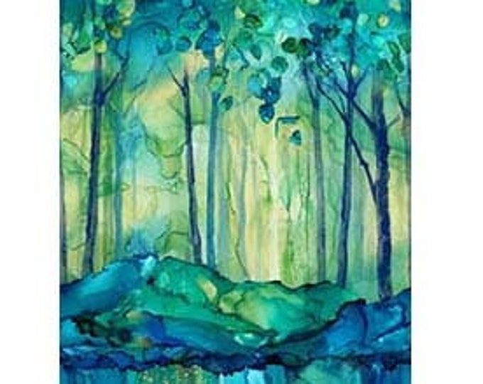 Morning Light Tree Full Border Blue Northcott Fabric 23" Panel LAST IN ...