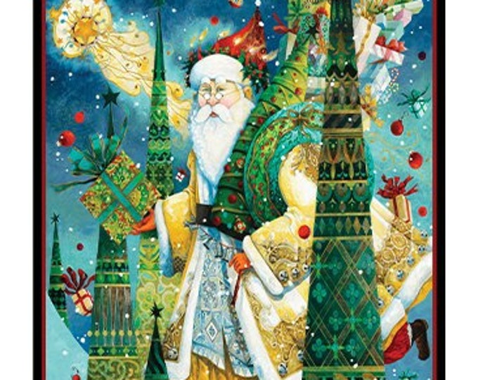 Christmas Spirit Santa Claus David Galchutt Benartex Fabric 24" Panel ...