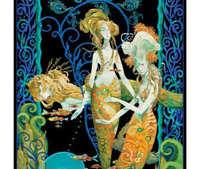 Mythical Mermaids Atlantis Multi David Galchutt Benartex Fabric Panel ...