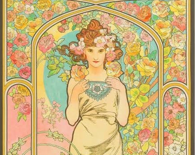 Alphonse Mucha Garden Goddess Robert Kaufman Fabric Panel LAST IN STOCK ...
