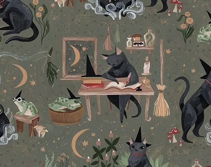 Goblincore Cats Frogs Gray Dear Stella Fabric 21 Inches LAST IN STOCK ...