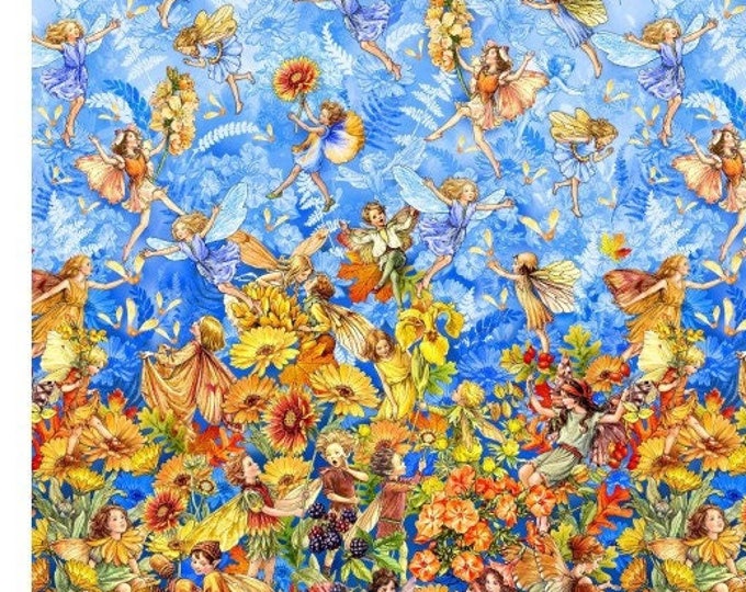 Flower Fairy Cicely Mary Barker Periwinkle Fabric 14 Inches Last In