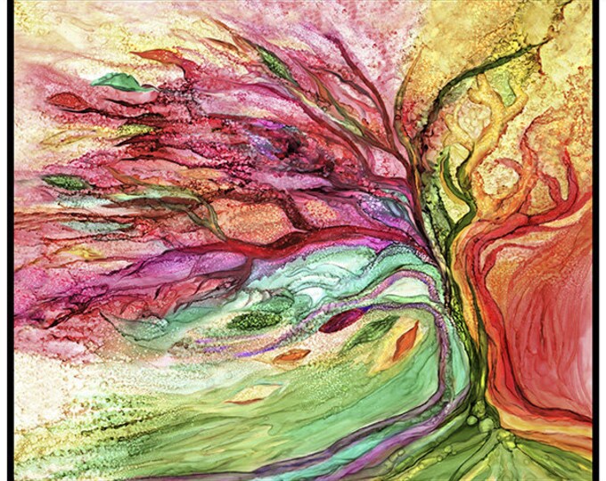 Windswept Rainbow Tree Carol Cavalaris Quilting Treasures Fabric 36 ...