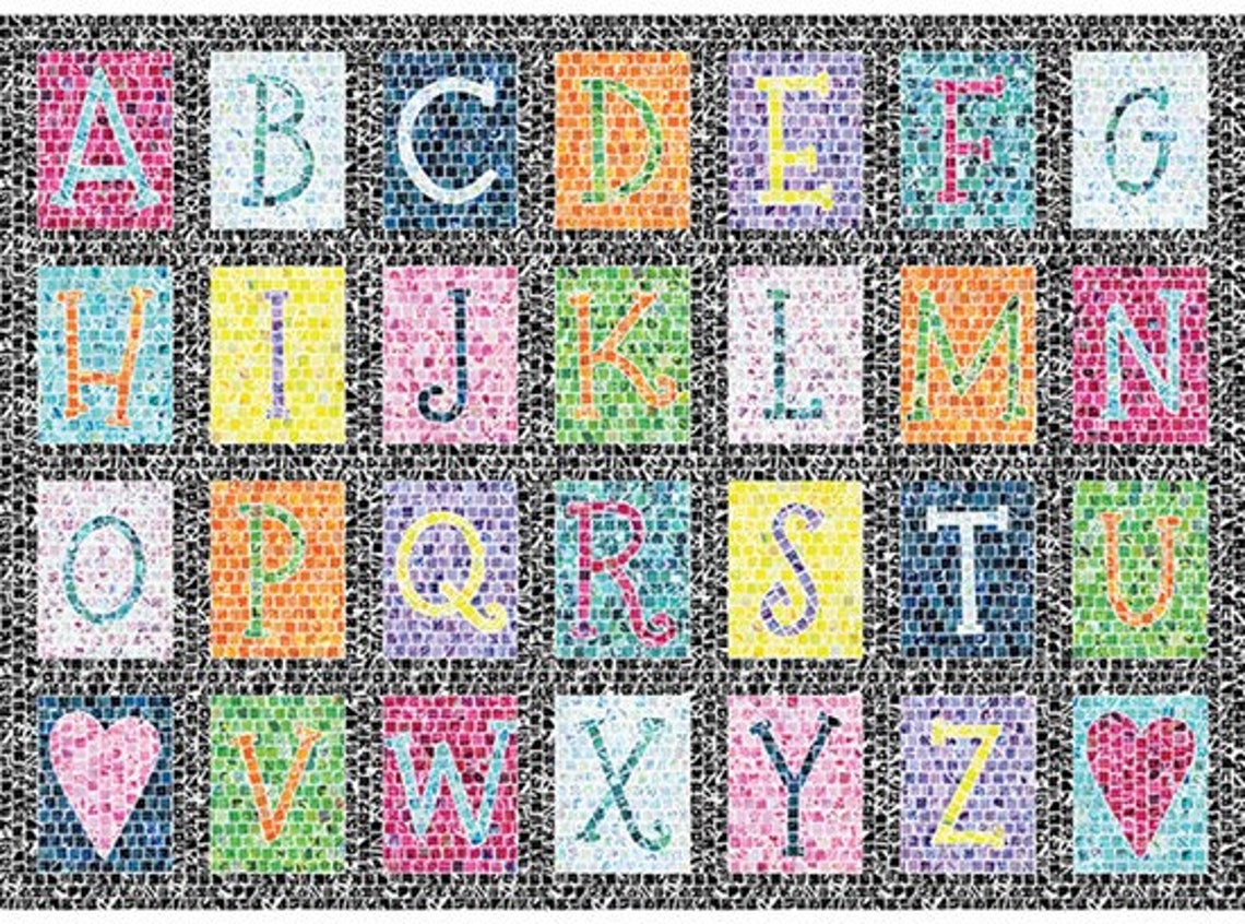 Alphabet Prism Mosaic Masterpiece Digital Hoffman Fabric Panel - Etsy
