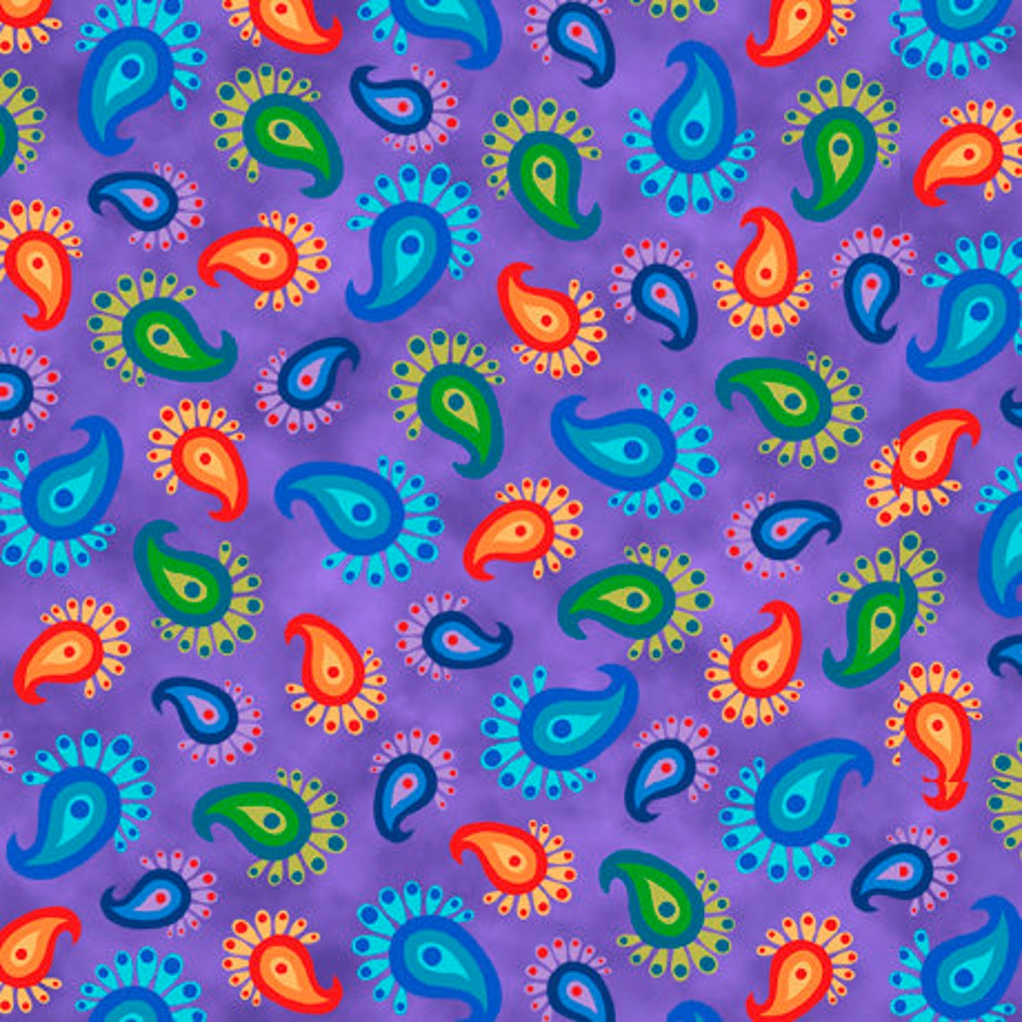 Paisley Toss Violet Peacock Blossoms David Galchutt Quilting Treasures ...