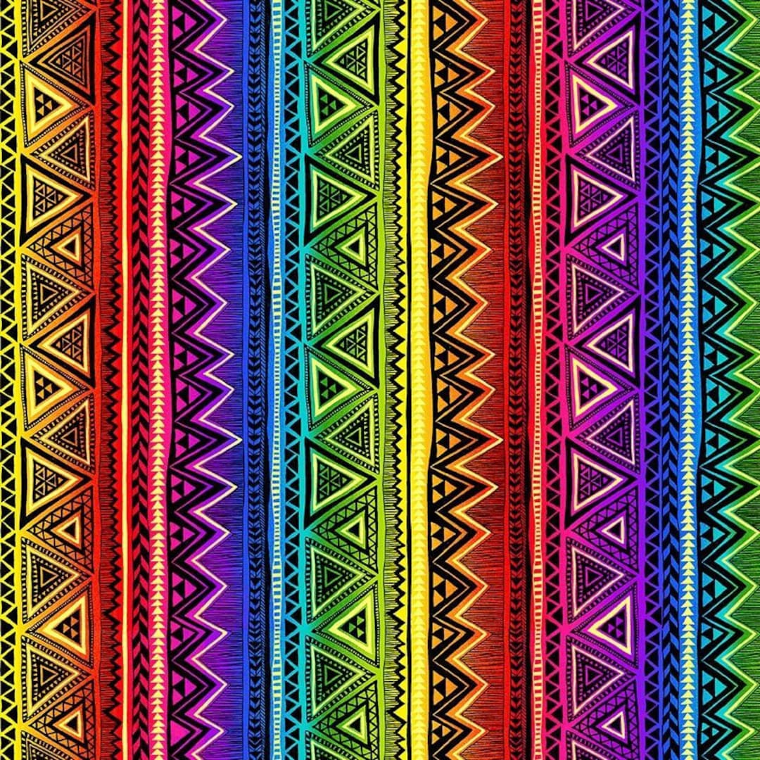 African Tribal Stripes Sunset Chong A Hwang Timeless Treasures Fabric